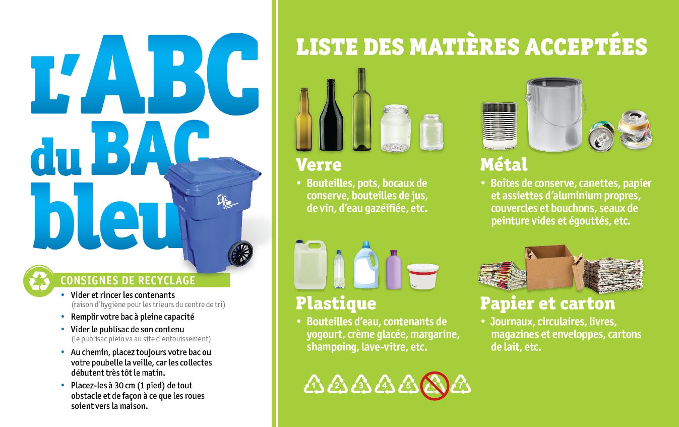 Municipalité d'Hébertville » Bac brun, bac de déchets et bac bleu